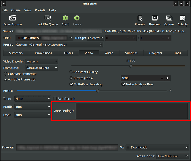 Handbrake AV1 Encoding (SVT) - Set Max Keyframe Interval - Operating Systems & Open Source ...