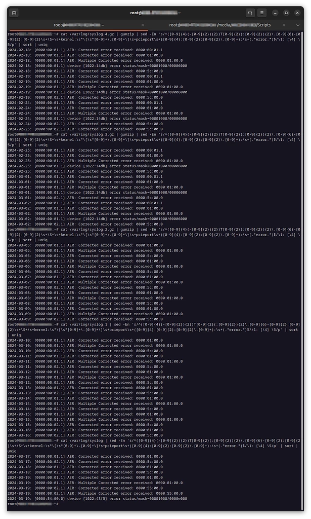 Bursts of PCIe AER Log Entries Approximately Every 10 Seconds ...
