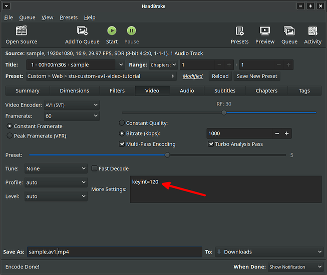Handbrake AV1 Encoding (SVT) - Set Max Keyframe Interval - Operating Systems & Open Source ...