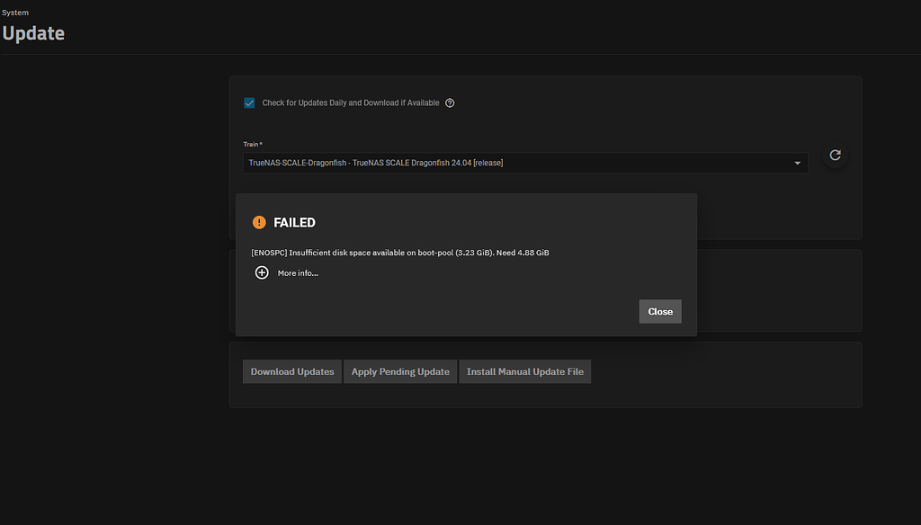 TrueNAS: "Insufficient disk space available on boot-pool" - Open Source & Web-Based ...