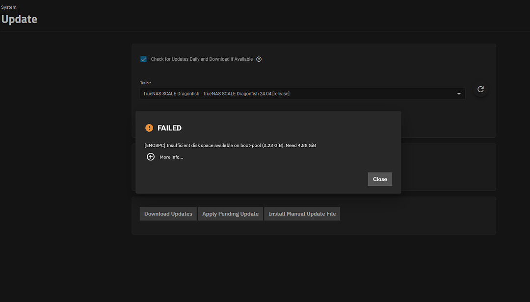 TrueNAS: "Insufficient disk space available on boot-pool" - Open Source & Web-Based ...