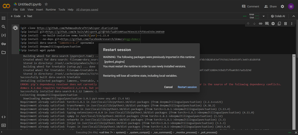 Trying to Run Whisper AI on Google Collab. Getting error - Open Source & Web-Based - Level1Techs ...