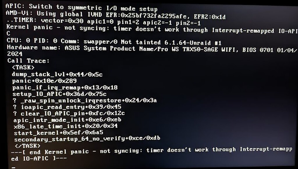 Threadripper 7960X / Asus Pro TRX50-SAGE Linux Kernel Panic - Linux - Level1Techs Forums