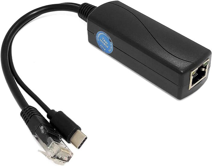 A dual-function PoE (Power over Ethernet) splitter with USB-C output ...