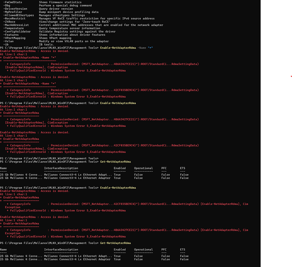 25 Gbe command Line instruction to turn on RDMA on Mellanox NIC's help please - Networking ...