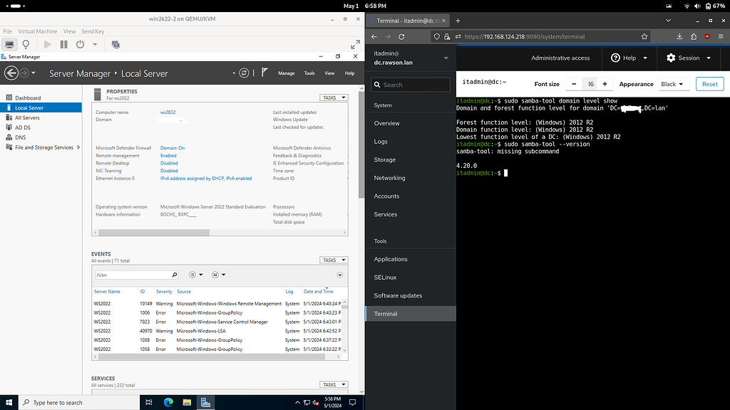 Windows server 2022 joined to Samba AD 4.20 - Operating Systems & Open Source - Level1Techs Forums