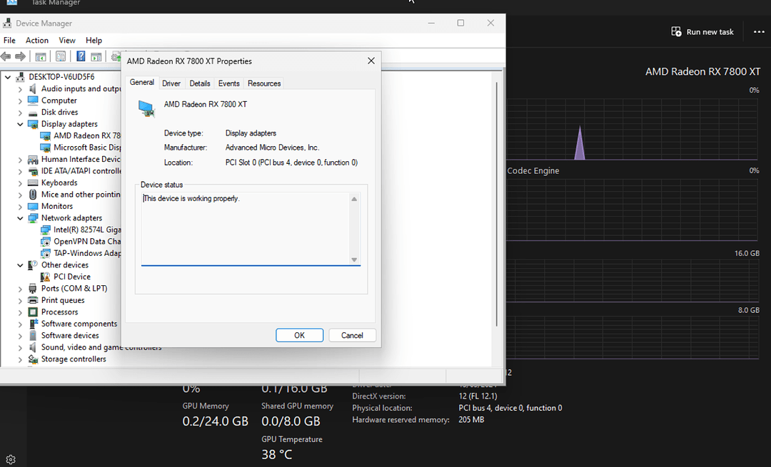 AMD RX 7800XT GPU appears in Device manager but no display signal [Windows 11 GPU passthrough ...
