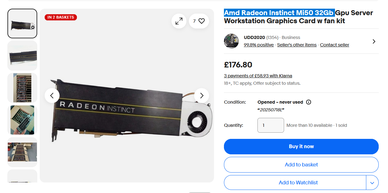So lads what do you think? Good for running LLM's? (Amd Radeon Instinct Mi50 32Gb) - GPU ...
