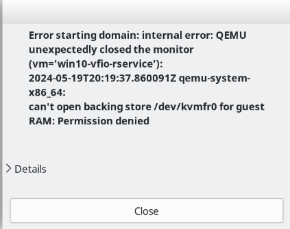[SOLVED] KVMFR Fedora 40 permission denied - Looking Glass - Level1Techs Forums